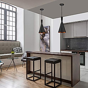 Globe Electric 63873 1-Light Hourglass Pendant, Matte Black, Gold Interior, Black Cord, E26 Base Socket, Kitchen Island, Pendant Light Fixture, Adjustable Height, Home Décor Lighting, Home Decor, Mira