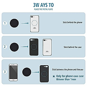 SANITRO Mount Metal Plate for Cell Phone Magnet Holder Magnetic Car Mount with Strong Adhesive Sticker, 2 Round and 2 Rectangle Black