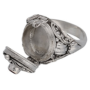 Medieval Ringed Cross Poison Locket Sterling Silver and Garnet Ring Size 8(Sizes 6,7,8,9,10)