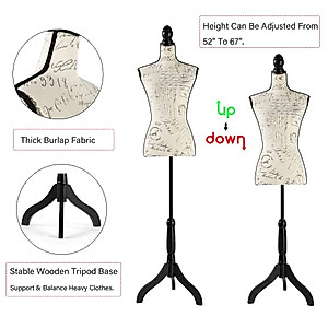 HOMBOUR Female Mannequin Body, Sewing Mannequin Torso Dress Form, Height Adjustable 52-67 inch Mannequin with Stand for Dressmaker Jewelry Display, Ivory
