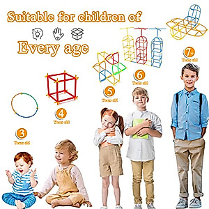 RAINBOW TOYFROG Building Straws and Connectors - STEM Blocks Construction Toys for Boys & Girls - 300 Pcs Straw Building Set - Engineering Connector Blocks for Kids