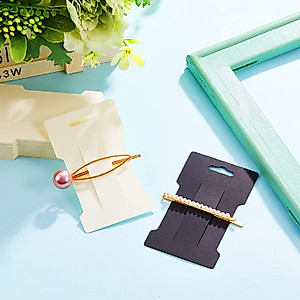 Outus 120 Pieces Hair Clip Display Cards - 6 x 10 cm Kraft Paper Rectangular Card Holders for Hair Bows, Barrettes, and Accessories Organizing in 3 Colors