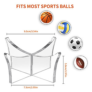 CANIPHA Acrylic Ball Stand Holder,Ball Display Stand for Football Basketball Soccer Ball Holder,Rugby Ball Volleyball Sports Ball Storage Rack,Trophy Autograph Memorabilia Display Cases(Clear,3 Pcs)