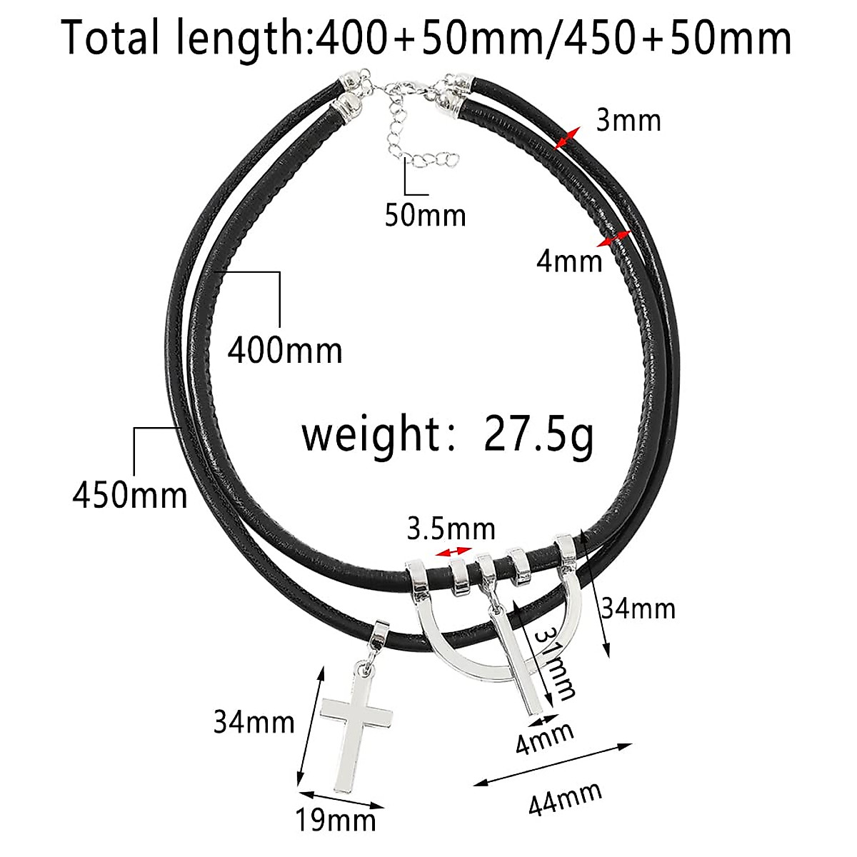 K Anime Tokyo Mitani Cosplay Necklace - Black Layered Leather Chain Creative Decor Comic Choker for Men Boys Acessories, Jewelry Gifts for Manga Fans