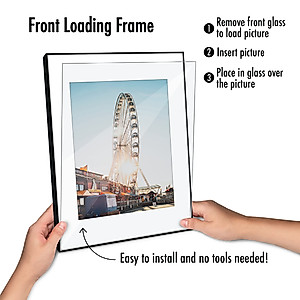 Americanflat Front Loading 11x14 Picture Frame with Shatter-Resistant Glass - Set of 3 - Use as 8x10 Frame with Mat - Metropolitan Collection - Photo Frame for Wall Display - Black