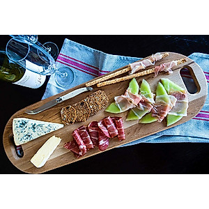 LUX American Oak Wood Oversized Charcuterie Board Extra Long 26" x 8.7" | Cheese Board With Handle |Fruit Grazing Platter | Serving Board for Cheeses, Meats, Crackers, and Wine | Long Cutting Board