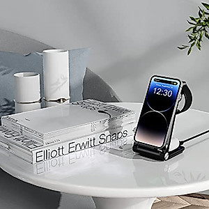 Kertxin Wireless Charger Stand,Foldable 3 in 1 Wireless Charging Station for Apple Watch Ultra 8 7 6 SE 5 4 3 2,iPhone 14/14 Pro/14 Pro Max/13/13 Pro Max/13 Pro/Mini/12/12 Pro/11,Wireless Phones
