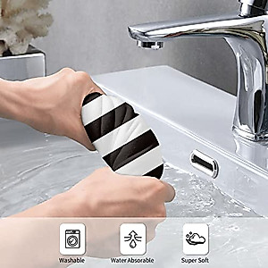 Fingertip Towel , Black White Stripe Large Hand Towel for Bathroom Kitchen Spa(15.7x27.5 Inch)