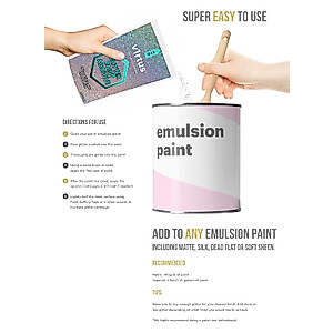 v1rtus Silver Holographic Glitter Paint Additive [400g] with 4X Finishing Buffing Pads for Painting Glitter Walls - Add to Latex Paint, Interior or Exterior for Easy Glitter Sparkle Walls, Ceilings