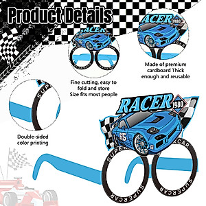 Herdear 32 Pcs Race Car Party Decorations Favor Racing Paper Glasses Frame Trunk Car Theme Eyeglasses Racing Car Party Favors for Boys Race Car Birthday Party Baby Shower Supplies Favors