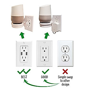 Mount Genie Smart Home Outlet Shelf: Hidden Cord Storage and Extra Custom Short Cords Great for Google Home, Nest, Security Cameras, Smart Speakers, and More