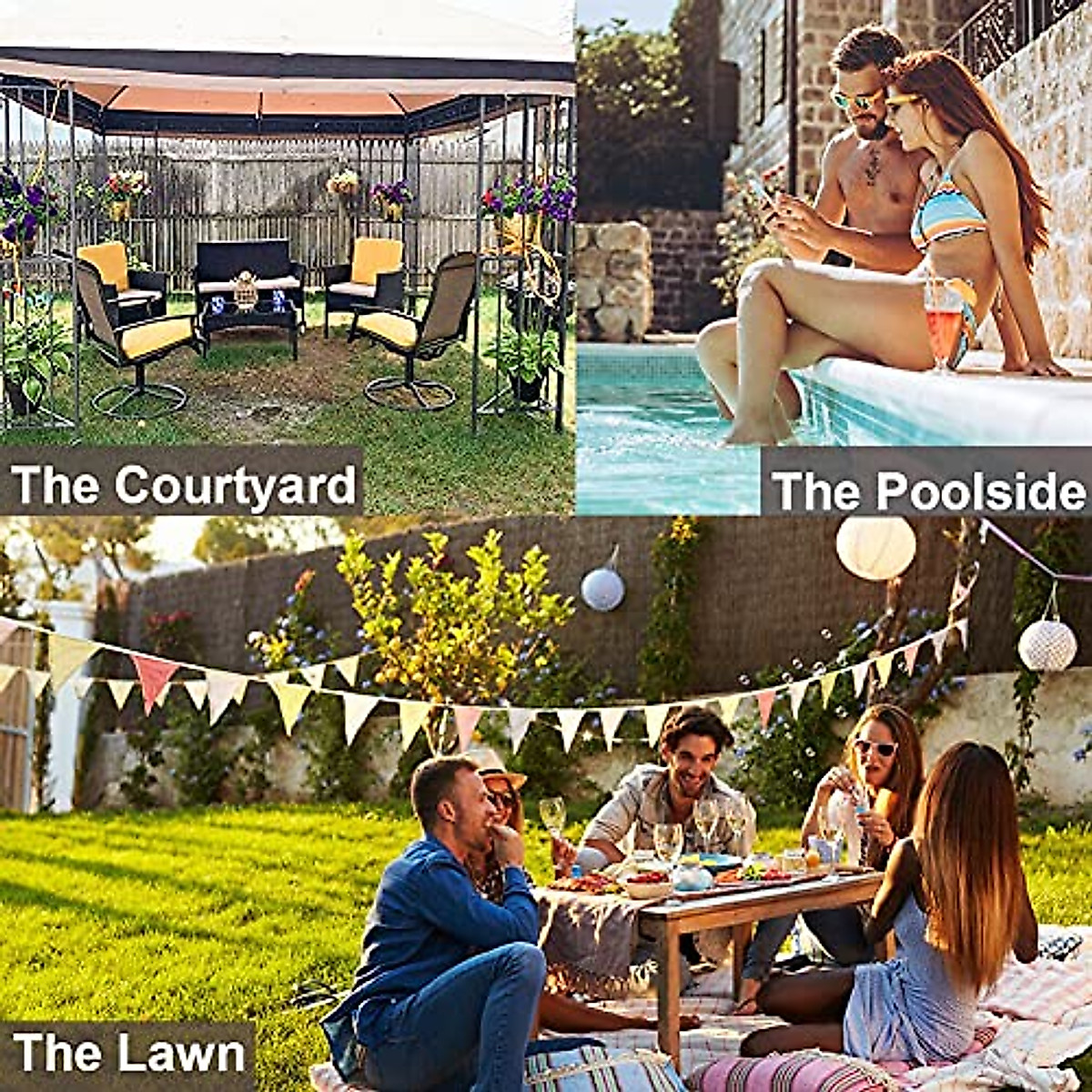 MAXCBD Patio Furniture Set 4 Pcs Outdoor Wicker Sofas Rattan Chair Wicker Conversation