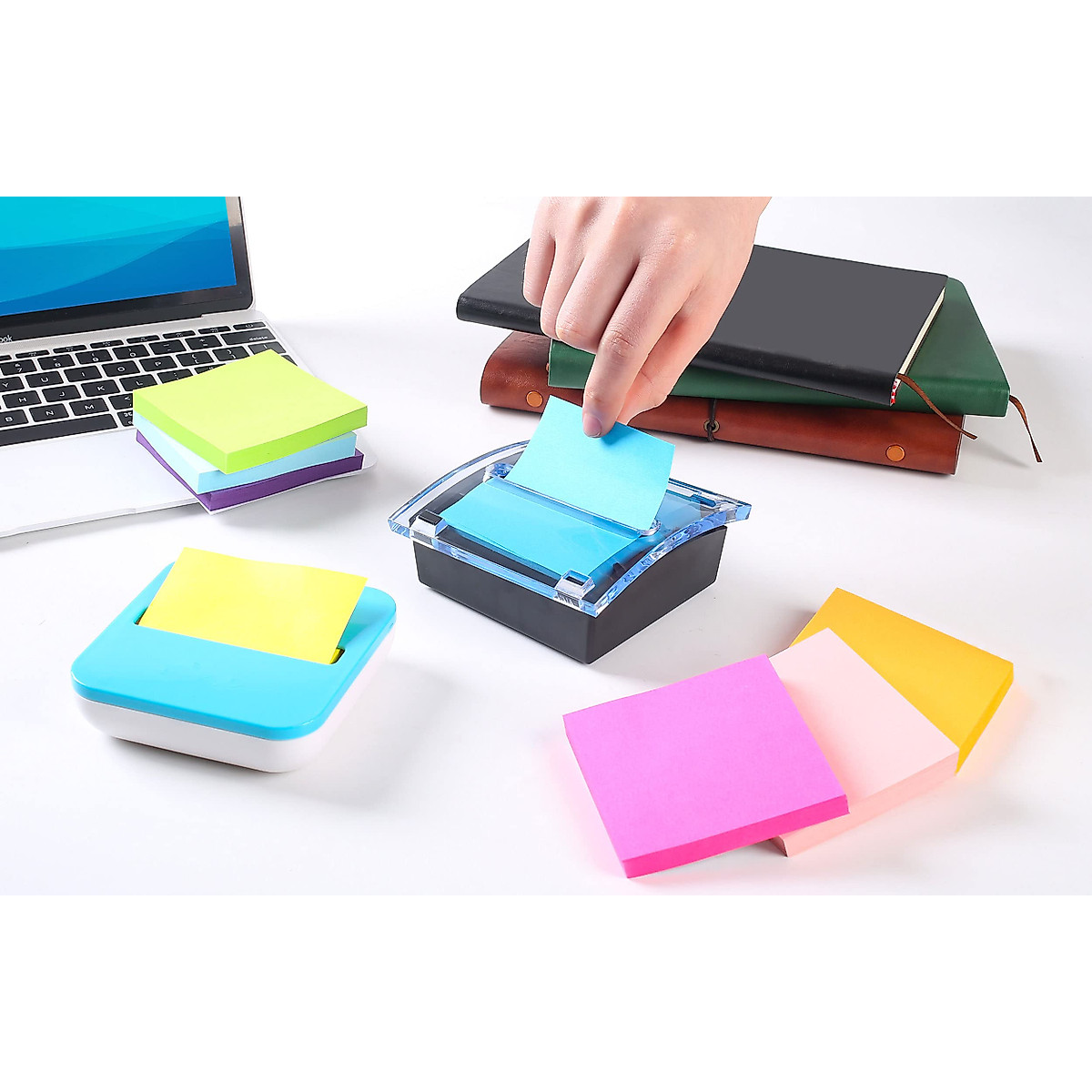 (8 Pack) Pop-up Sticky Notes 3x3 Inches, 8 Bright Colors Super Sticky Notes, Clean Removal, Recyclable, 84 Sheets/pad