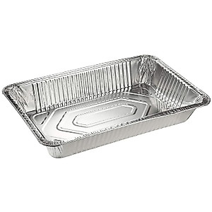 Durable Full Size Deep Aluminum Foil Roasting & Steam Table Pans - Deep Pan for Catering Large Groups - Disposable Pans Great for Cooking, Heating, Storing, Prepping Food- 50 Ct