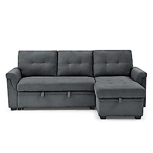 uhome Upholstered Sleeper Sofa with USB Ports sectional Couch Reversible Sofabed, Full XL, Gray