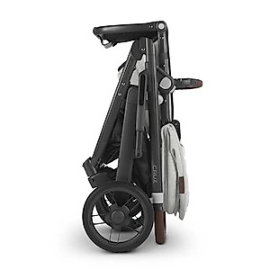 Cruz V2 Stroller -Anthony (White and Grey Chenille/Carbon/Chestnut Leather)