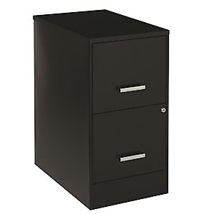 Space Solutions UrbanPro 2 Drawers 26.7" Vertical Black Metal Filing Cabinet Lockable Pre-Assembled Stationary Letter Size for Home, Office