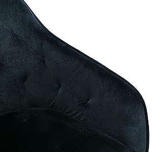 Swivel Accent Chair,Dining Chair No Wheels with Solid Wood Legs,Upholstered Button Tufted Desk Chair,Modern Home Office Chair for Living Room Bedroom Small Space,Weight Capacity 300 LBS,Black