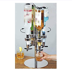 Liquor Dispenser,Aluminum Alloy&ABS Wall Mounted Liquor Dispenser 25ml Portable Beverage Wine Racks Cocktail Dispenser Wine Holder Bar Butler Bracket Beer Alcohol Bottle Beverage Stand (4-Bottle)