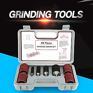 Sanding Drum Kit, Wear Resistant 20pcs Drum Sander Kit, Spindle Sanding Drum Sander Tool Kit, Woodworking for Carpentry Home Improvement DIY