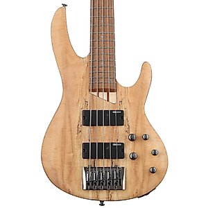 ESP LTD B-205SM Spalted Maple Five-String Bass Guitar, Natural Satin