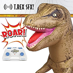 AIRTITANS Jurassic World Inflatable T Rex RC – Massive Attack Air Titans Dinosaur - Over 6 Feet Long - Turns & Spins - Stomps & Roars!