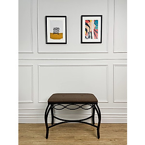 Mango Steam Mocha Brown Shoe Bench - Vanity Seat for Makeup Room, Dressing Stool, Entryway Bench - Powder Coated, Upholstered, Space Saving