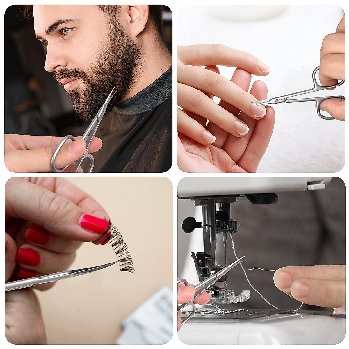 THRAU Premium Manicure Scissors Multi-purpose Stainless Steel Cuticle Trimmer Beauty Grooming Kit for Nails, Eyebrows, Eyelashes and Dry Skin