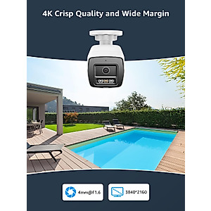 ANNKE H800 4K PoE Security Camera System, 12MP 8CH H.265+ NVR with 2TB Hard Drive for 7/24 Recording, AI Human/Vehicle Detection, 4x8MP Outdoor Bullet IP Cam, 4mm Lens, IP67, Built-in Mic&SD Card Slot