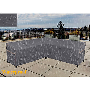 Garden Balsam Heavy Duty Waterproof Patio Furniture Covers,Fade Resistant Outdoor Sofa Covers V-Shaped Sofa Cover 115" W (on Each Side) x 33" D x 31" H Dark Grey