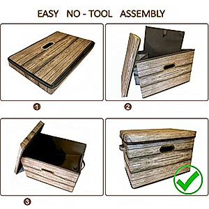 KB X-Large Extra Large Collapsible Fabric Storage Bin with Lid, Foldable Storage Basket, Stackable Box Organizer Container for Closet, Office, Bedroom, Living Room (Set of 5 Bins, Reclaimed Wood)