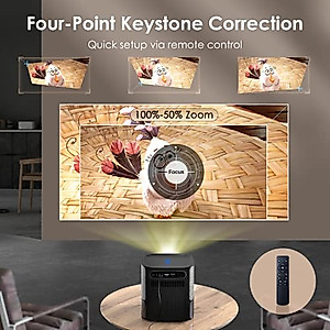 MUDIX Native 1080P Projector, 5G WiFi Projector 4K Support, 4P Keystone&Zoom Outdoor Movie Projector with Remote Control HDMI AUX USB, Portable Video Projector for Laptop/Phone/Switch/PPT/iOS/Android