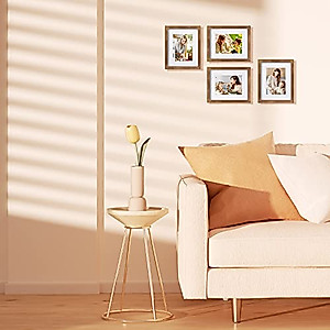 Egofine 8x10 Picture Frames 4 Pack, for Pictures 4x6 or 5x7 with Mat Made of Solid Wood Covered by Plexiglass for Table Top Display and Wall Mounting Photo Frames, Light Brown
