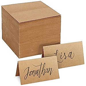 200 Pack Kraft Paper Place Cards for Table Setting, Blank Name Cards for Wedding Reception, Baby Shower, Graduation, Birthday, Table Numbers (3.5 x 2 In, Brown)
