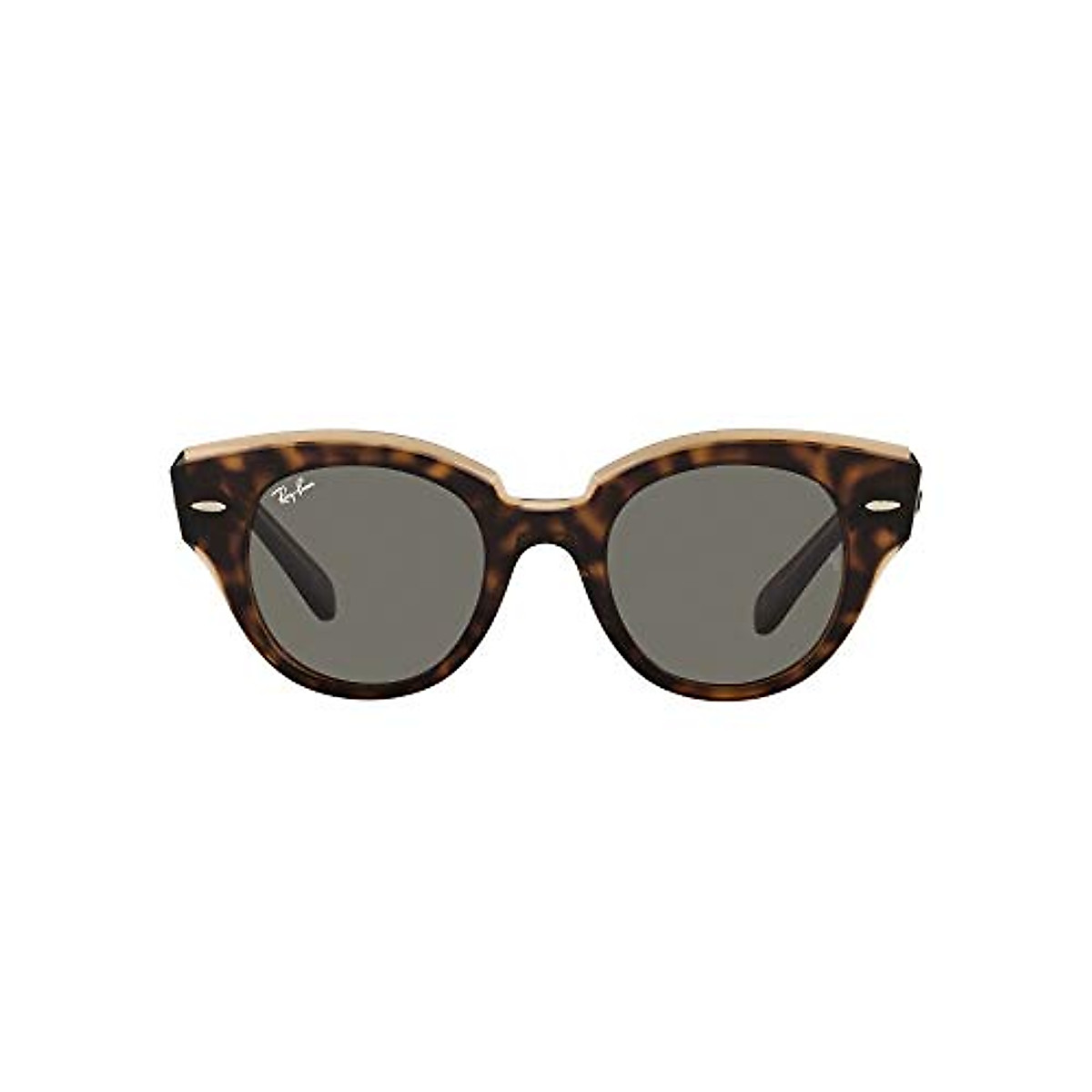 Ray-Ban Women's RB2192 Roundabout Round Sunglasses, Havana On Transparent Brown/Dark Grey, 47 mm