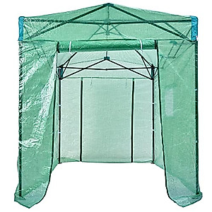 VEVOR Pop Up Greenhouse, 8 x 6 x 7.5 ft Pop-up Green House, Set Up in Minutes, High Strength PE Cover with Doors & Windows and Powder-Coated Steel Frame, Suitable for Planting and Storage, Green