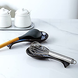 uniidea Ceramic Spoon Rest for Stove Top, Porcelain Spoon Holder, Large Spoon Rest for Kitchen Counter Stove Top, Spoon Rest Blue, Set of 2