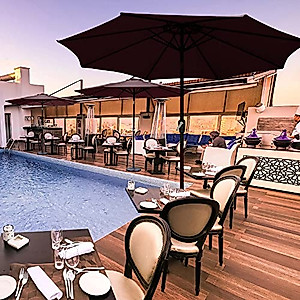 Yescom 9ft UV30+ Aluminum Outdoor Patio Umbrella with Crank & Tilt 8 Ribs Air-vented for Garden Yard Pool Deck wine