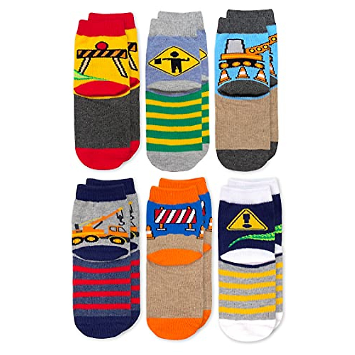 Jefferies Socks Boy's Dinosaur Construction Crew Socks 6 Pack, Multi, Small