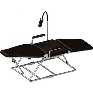 Castanai USA Dynamic PU Leather Height Adjustable Portable Black Chair with Doctor's Chair with LED Exam Light with Tray with Nylon Bag