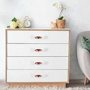 RODAILYCAY Coral 4 Packs Kitchen Drawer Pulls, Crystal Glass Cabinet Handles Pulls, Cupboard Door Knobs, Kitchen Hardware Pulls for Dresser Drawers