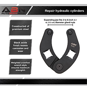 ABN Adjustable Gland Nut Wrench – 3/4in Drive Small Universal Hydraulic Cylinder Spanner Wrench, 2 to 6in Capacity