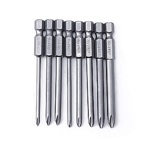 FURLOU Home Improvement Repair Screwdriver Tool 8pcs 75mm Long Magnetic Head Cross Hex Alloy Steel Screwdriver Bits Set Screwdriver