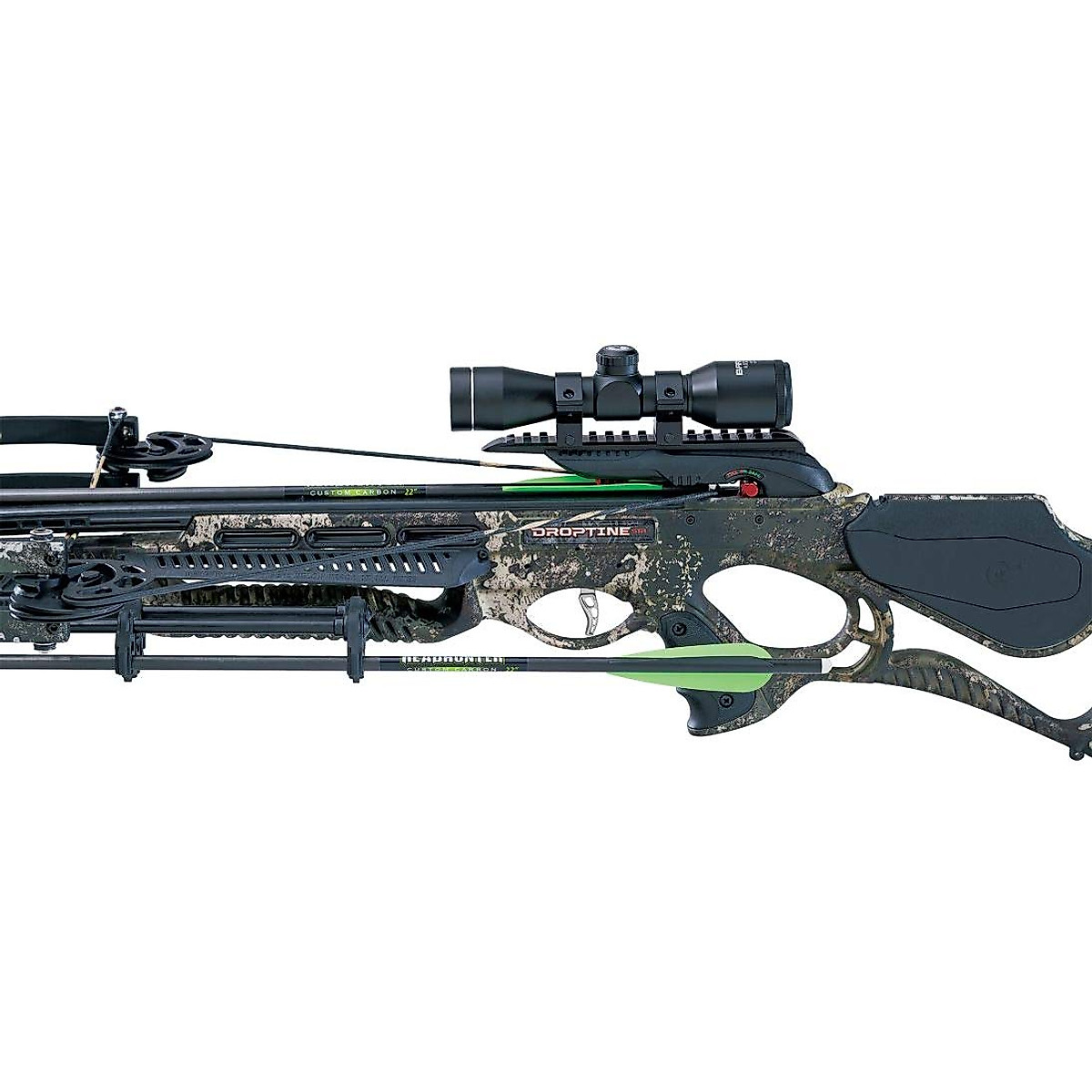 BARNETT Droptine STR Intelligent 380 Foot Per Second TriggerTech Hunting Crossbow Package with Hunting Accessories, TrueTimber Strata Camo