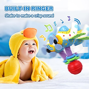 Toyvian Baby Soft Rattles Toy Infant Shaker Teether Cute Stuffed Airplane Handbells Soft Baby Rattle Toy Airplane Rattles Toy for Newborn Baby Gifts