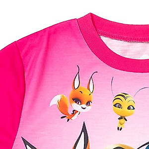 Miraculous Cat Noir Ladybug Rena Rouge Little Girls Pajama Shirt Shorts Black/Pink 4