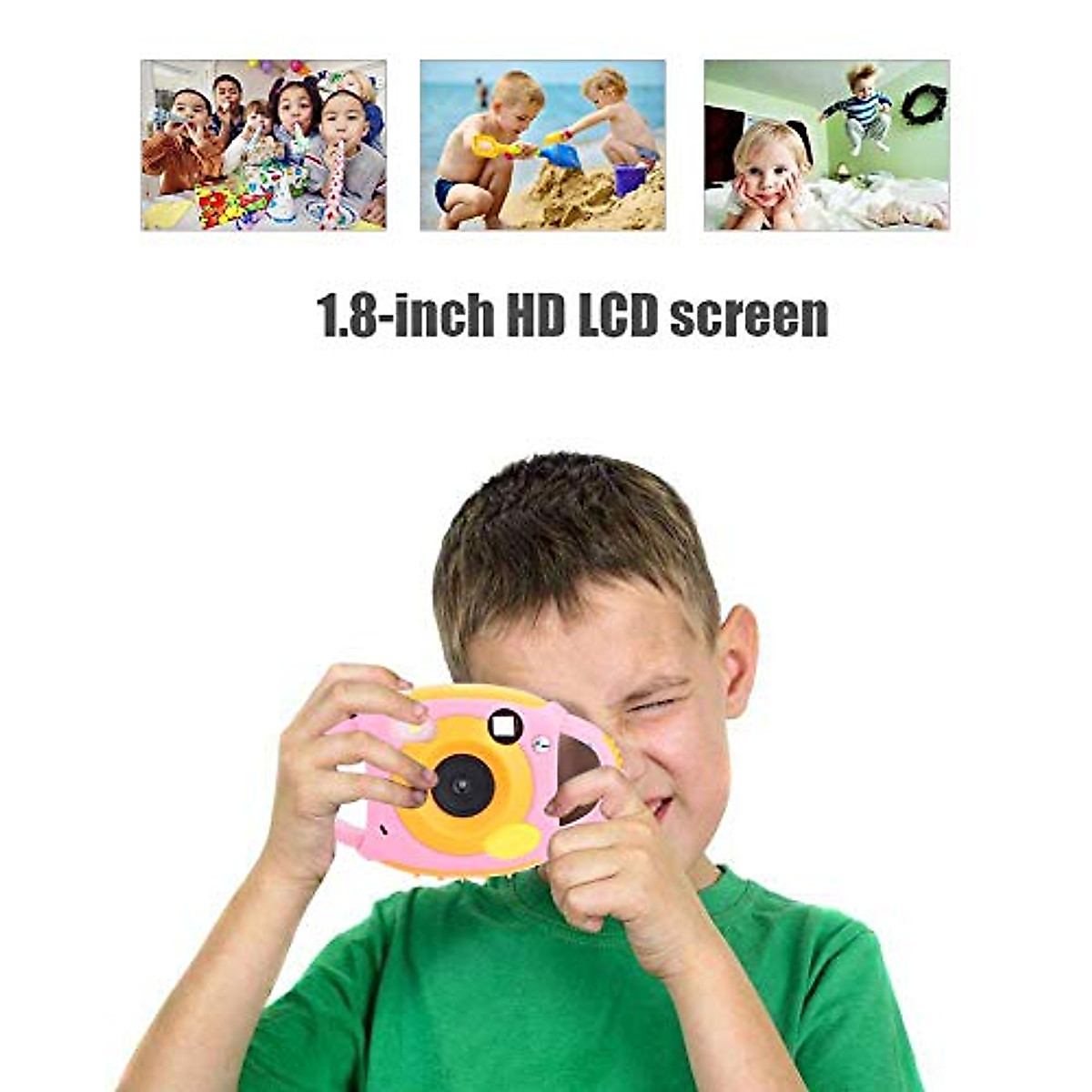 xuuyuu Kids Camera Mini Kids Digital Video Camera 1.8" Toy HD Digital Video Camera with 4 Filters 5 Mega-Pixel Camera Wonderful Gift for Children(Pink)