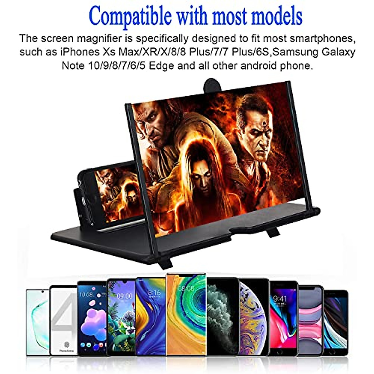 12inch Phone Screen Magnifier,3D Screen Magnifier for Cell Phone,Smartphone Foldable Screen Magnifier, Mobile Phone Amplifier Fit for All Smartphone