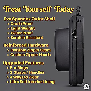 Atzi Hats Hat Case for Travel Hat Box Hat Storage Fedora Hat Box Suitcase Hat Organizer Hat Travel Hat Bag Panama Hats Mens Womens Traveler Hat Carrier Case Crush-Proof Luggage Up to 3" Brim – Black