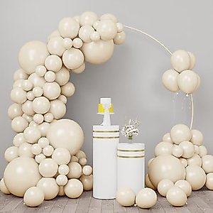 RUBFAC 96pcs Sand White Balloons Different Sizes 18 12 10 5 Inches for Garland Arch, Premium White Latex Balloons for Birthday Party Graduation Wedding Anniversary Baby Shower Party Decoration